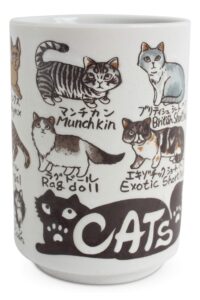 mino ware japanese ceramics sushi yunomi chawan tea cup various cats made in japan (japan import) yay050