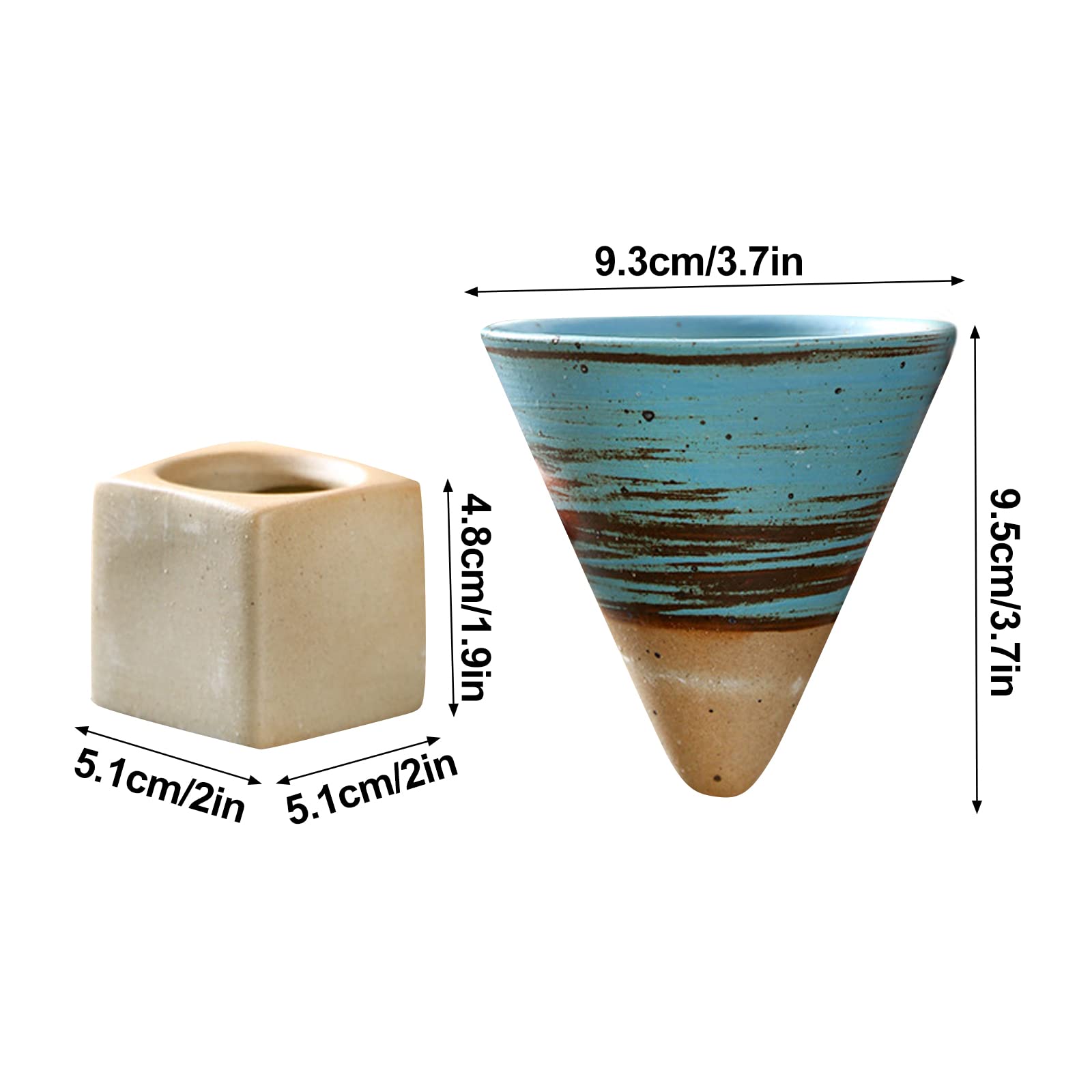 Coarse Pottery Espresso Cups with Base 6 OZ Handcrafted Creative Triangular Cone Shape Porcelain Mug Coffee Mugs for Cappuccino, Ceramic Tea Cup for Coffee Cappuccino Tea Latte Sake Milkshake Yogurt