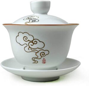 gdlk gaiwan 6oz teacup porcelain tea cup white chinese gongfu tea set (cloud)