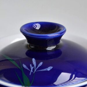 Gaiwan Teacup Porcelain Tureen Sancai Cover Bowl Lip Cup Saucer Chinese Tea Set (Blue)