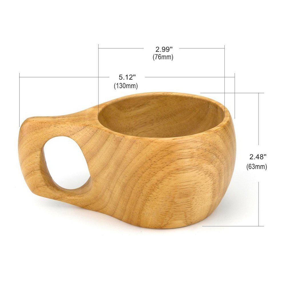 Ecloud Shop® Grade Natural Rubber Wood Coffee Mug,Teacups, Decorative Cups