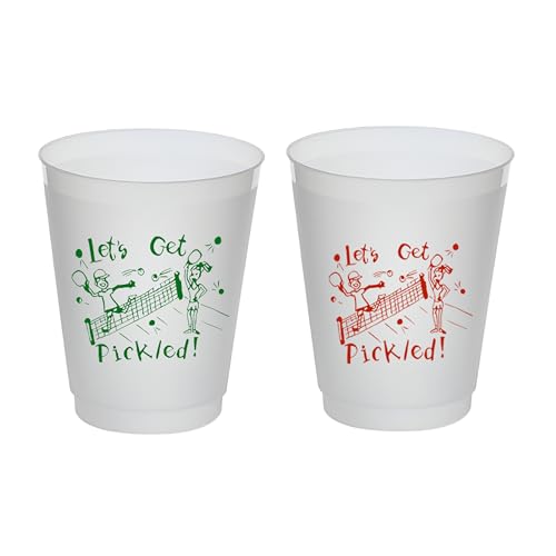 Perfect Stix 16oz Pickleball Frosted Cups Green/Red Print-10ct