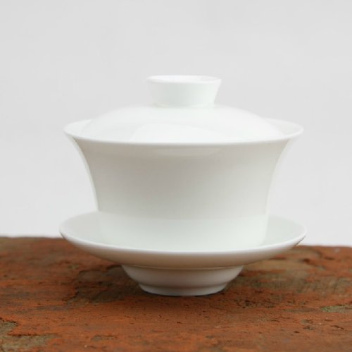 Moyishi Chinese Gaiwan Traditional Tea Cup Comprised of Cup, Saucer and Lid Sancai wan (White)