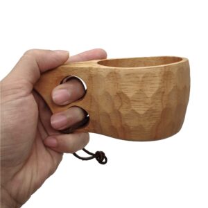 JUSPRO Nordic Style Handmade Finnish Kuksa Ancient Lapland Finland Wooden Cup 2 Holes (Armor)