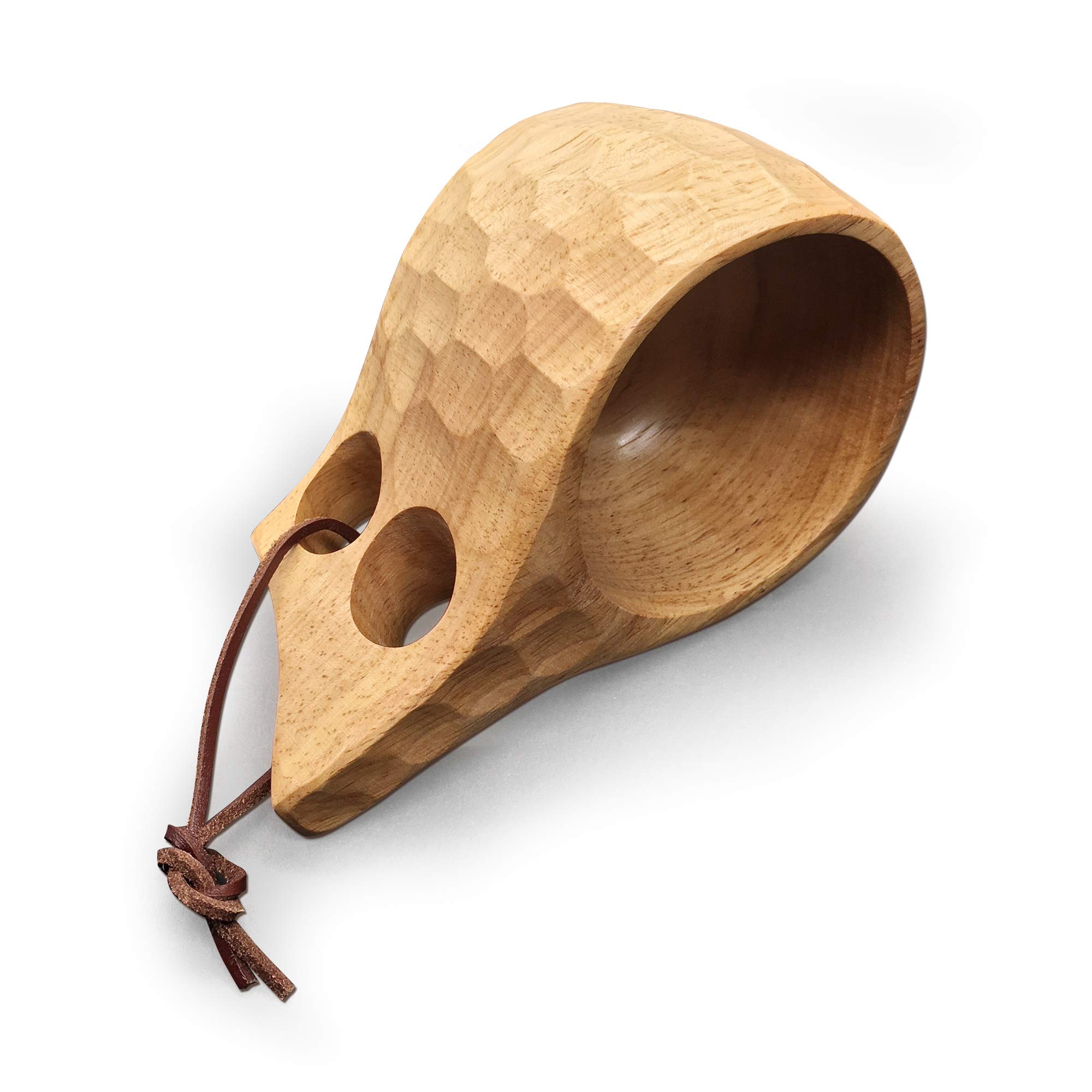 JUSPRO Nordic Style Handmade Finnish Kuksa Ancient Lapland Finland Wooden Cup 2 Holes (Armor)