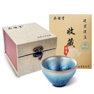 yan hou tang water jianzhan tenmoku tianmu royal sole chinese tea cup 45ml 1.6oz - blue indigo dragon scales pattern handcrafted crafts designer ceremony grade glorious gift