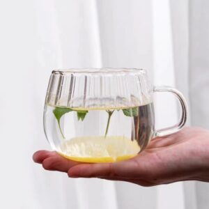 RYUHYF Mug Cup, Glass Cup,Coffee Cup,Tea Cup,Juice Cup, Petal Cup,350ml,Set of 1（Clear）