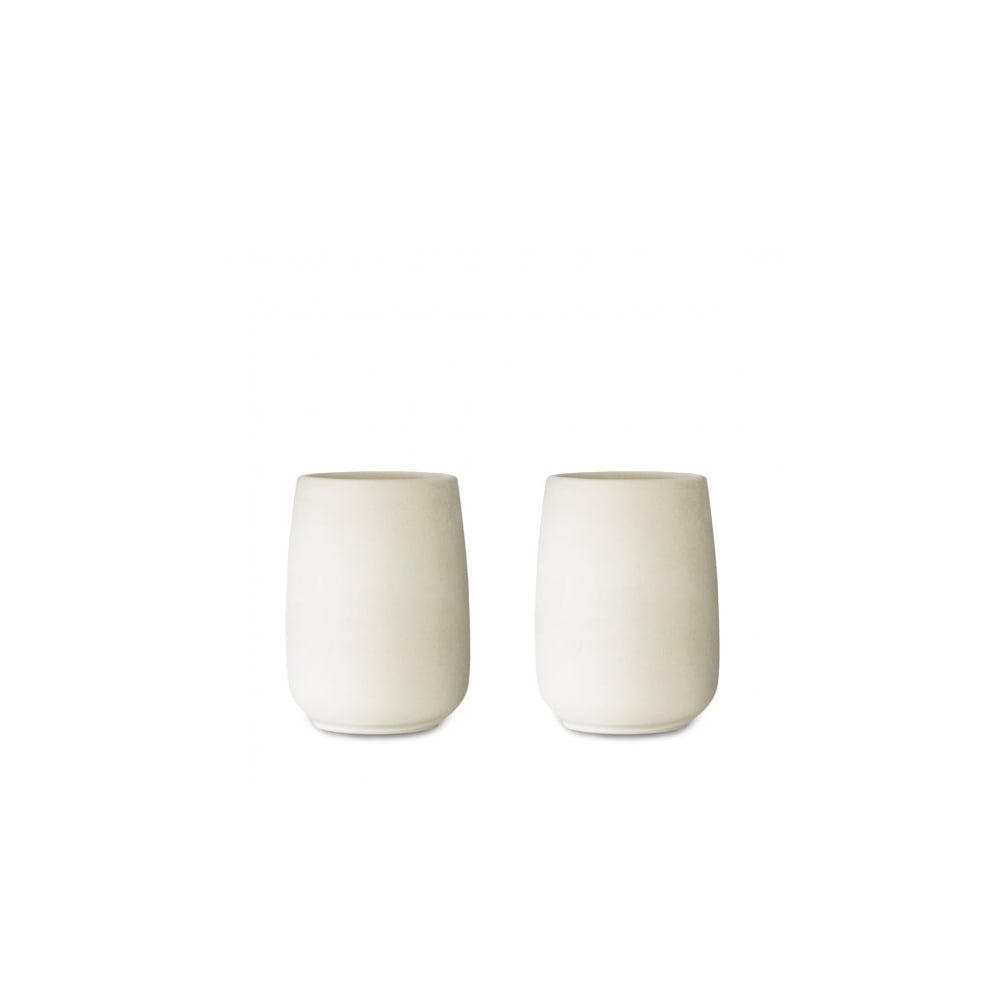 VIVA Nicola White Porcelain Double Wall Handless Tea and Coffee Cups - Set of 2 Coffee Mugs - 5 oz / 150 ml