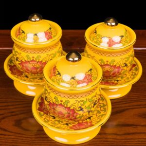 Cabilock Buddhist Water Offering Cup Holy Water Cup Ceramic Tea Cup with Tray Altar Offering Cup Buddhist Altar Supplies Offering Bowls for Altar