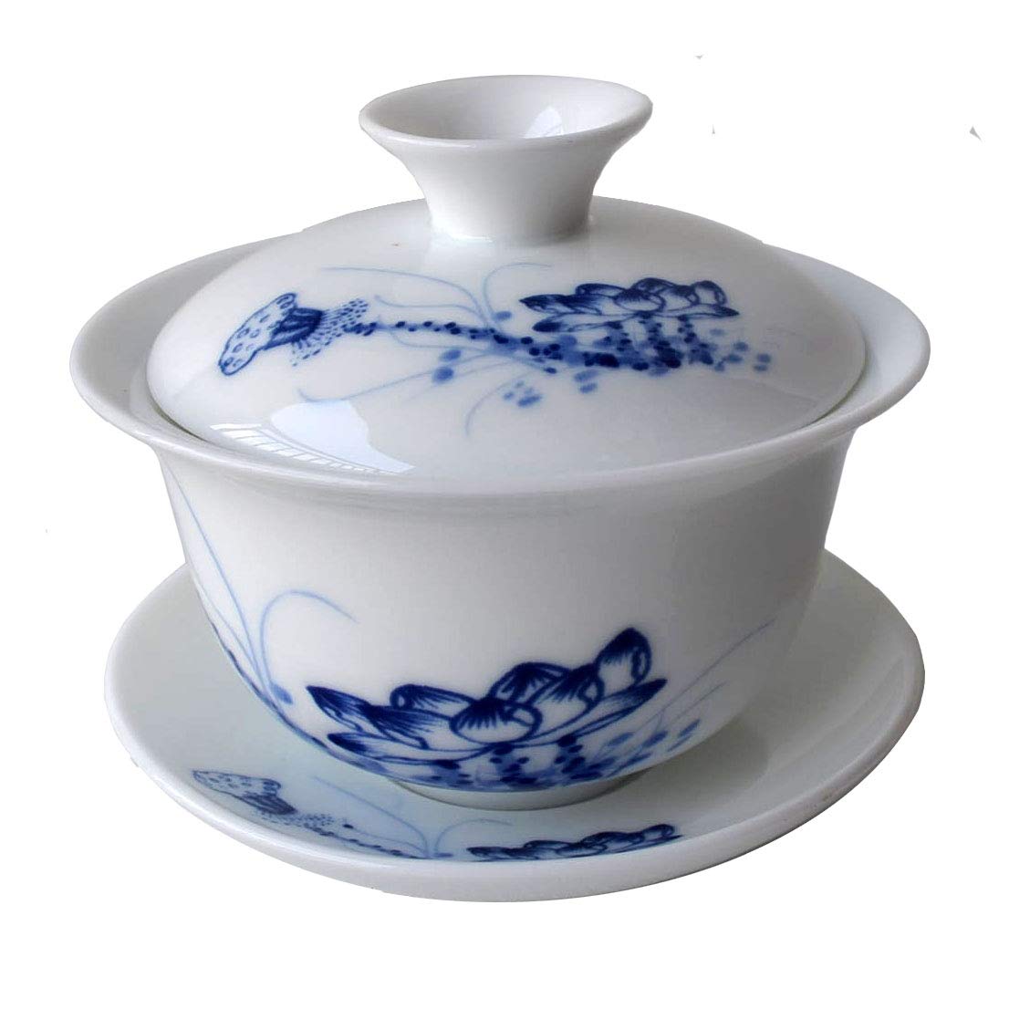 Gaiwan Porcelain Chinese Kung Fu Sancai Tureen Teacup 4oz Set Bowl Saucer Lid (A)