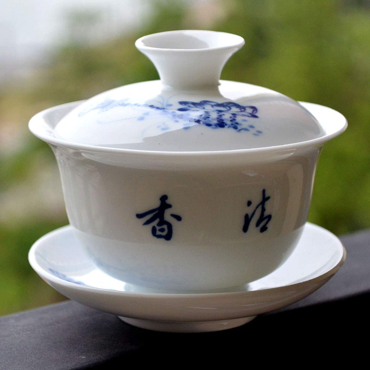 Gaiwan Porcelain Chinese Kung Fu Sancai Tureen Teacup 4oz Set Bowl Saucer Lid (A)