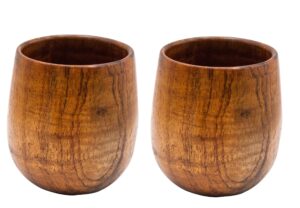 islandoffer 2x japanese wooden tea cups, 4 oz, 120 ml