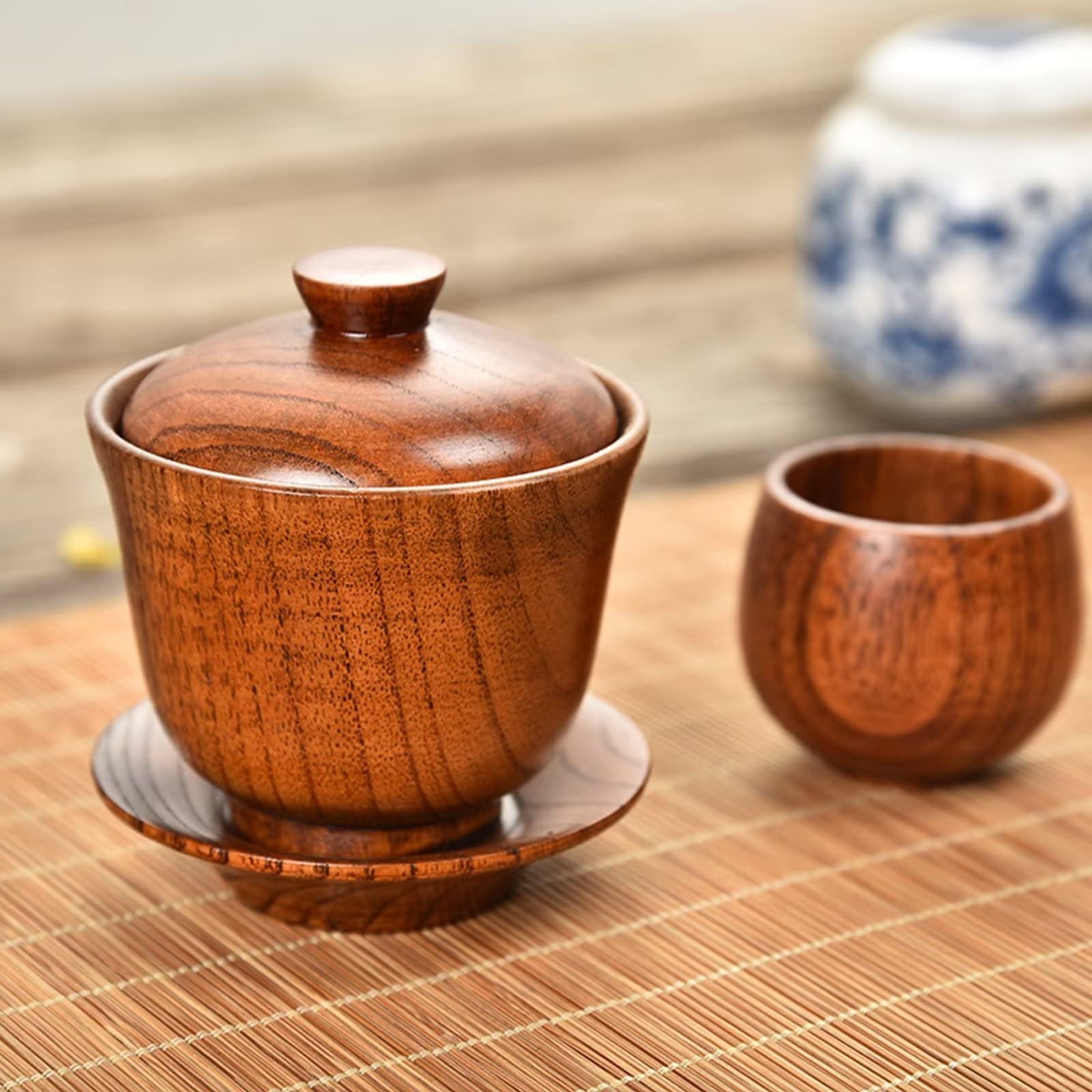 Aritjt Chinese Tea Cup Set,Tea Cup With Tray with 3 Piece Tasting Cup