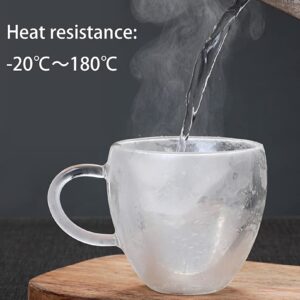 PCduoduo Heart Shaped Cup，Heat resistant creative double layer heart cup cup clear glass milk cup tea milk cup cup coffee cup (6.3oz/180ml)