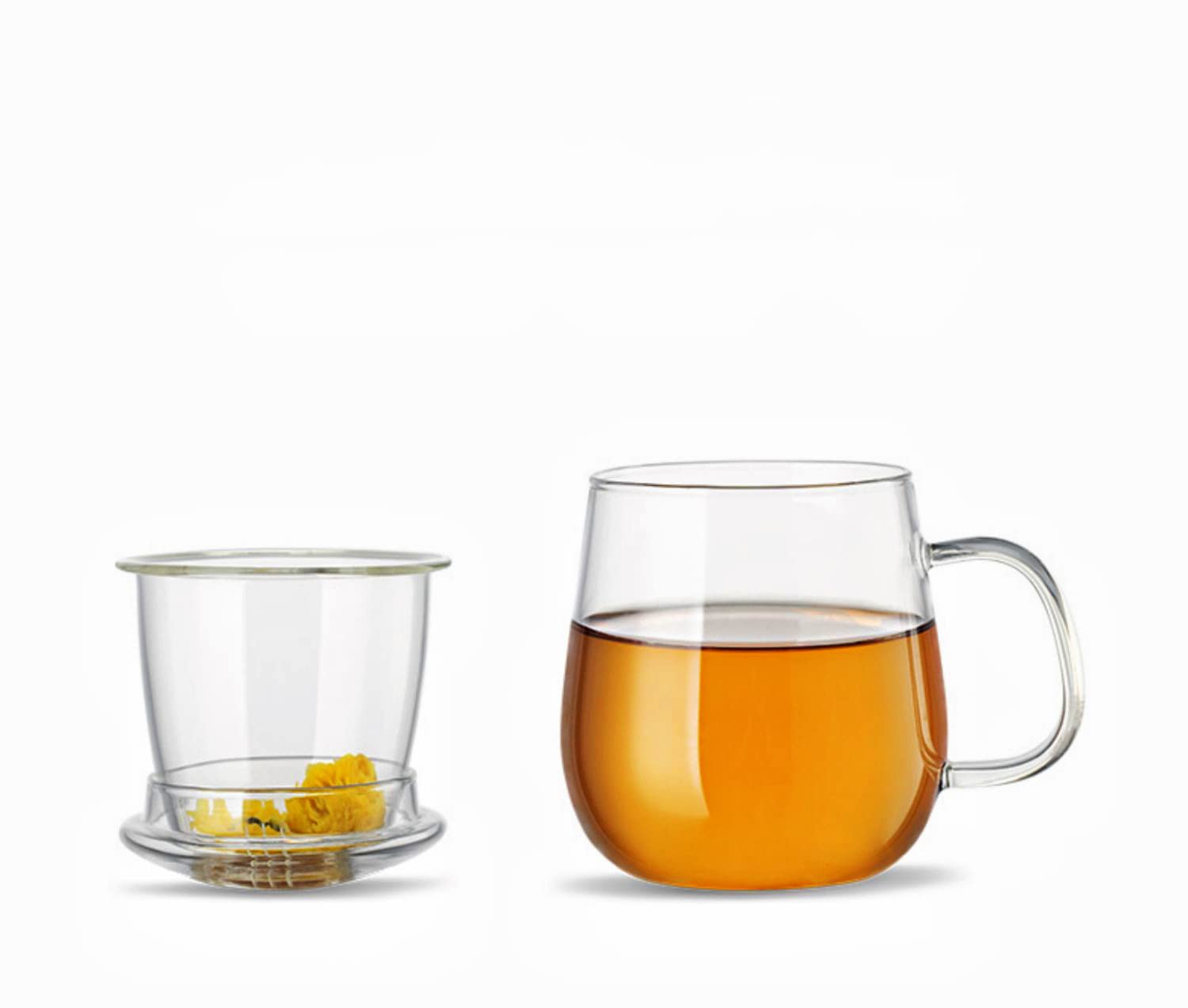 FORVINO Premium Glass Tea Cup with Infuser and Lid - 13.5oz/400ml Borosilicate Mug for Loose Leaf, Blooming Tea, and Bags