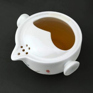 Convenient Teapot Cup Porcelain Teacup White Glazed Travel tea set (Lotus)