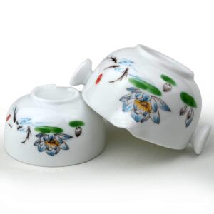 Convenient Teapot Cup Porcelain Teacup White Glazed Travel tea set (Lotus)