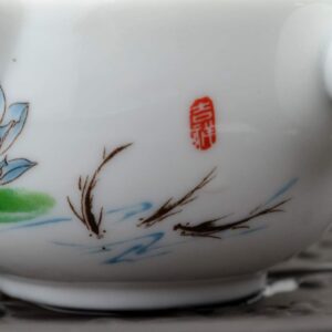 Convenient Teapot Cup Porcelain Teacup White Glazed Travel tea set (Lotus)