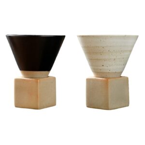 coarse pottery espresso cups with base 6 oz handcrafted creative triangular cone shape porcelain mug coffee mugs for cappuccino, ceramic tea cup for coffee cappuccino tea latte sake milkshake yogurt