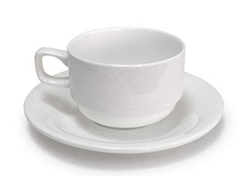 Wilmax White Porcelain Set Of 6 (7 Oz | 220 Ml Tea Cups & Saucers) | Dishwasher Safe, Easy To Clean | Fine, English Porcelain | Wl-993008/Ab