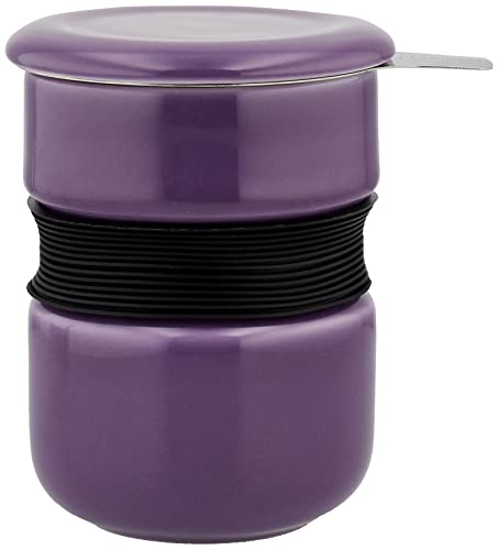 FORLIFE Curve Asian Style Tea Cup with Infuser and Lid, 12-Ounce, Purple