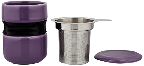 FORLIFE Curve Asian Style Tea Cup with Infuser and Lid, 12-Ounce, Purple