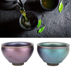 Ceramic Jianzhan Tea Cup, Handcrafted Kungfu Teacup with Gift Box Decorating Tenmoku Glaze Bowl Mug for Home Office Sake Wine