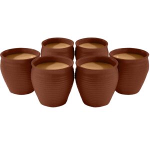 creativegifts ceramic kulhar cups reusable traditional indian chai tea cup (set of 6. 100 ml each)