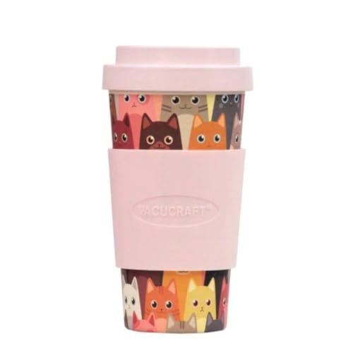 Vacucraft Bamboo Fiber Coffee & Tea Cup Animal Collection SET of 4 Cat (Red)