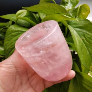 WOWVITY Crystal Drink Rose Quartz Cup, Dream Amethyst Tea Cup, Clear Quartz Cup without Handle, Crystal Tea Cup, Gemstone Cup for Wedding Party for Guests, Housewarming Gift for Couple