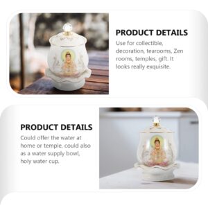 VOSAREA Buddhist Water Offering Bowl Ceramic Altar Cup Holy Water Offering Cup Guanyin Chinese Tea Cup Bowl Tibetan Buddhist Worship Cup for Yoga Meditation Supplies