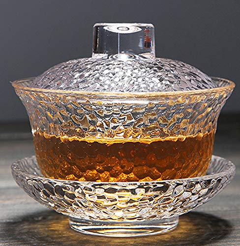 Never King Crystal Gaiwan Chinese Glass Gaiwan Traditional Tea Cup Comprised of Cup, Saucer and Lid Sancai Wan Tureen 130 ml