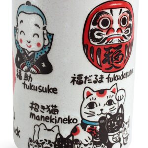 Mino ware Japanese Ceramics Sushi Yunomi Chawan Tea Cup Lots of Luck Daruma Manekineko made in Japan (Japan Import) YAY033