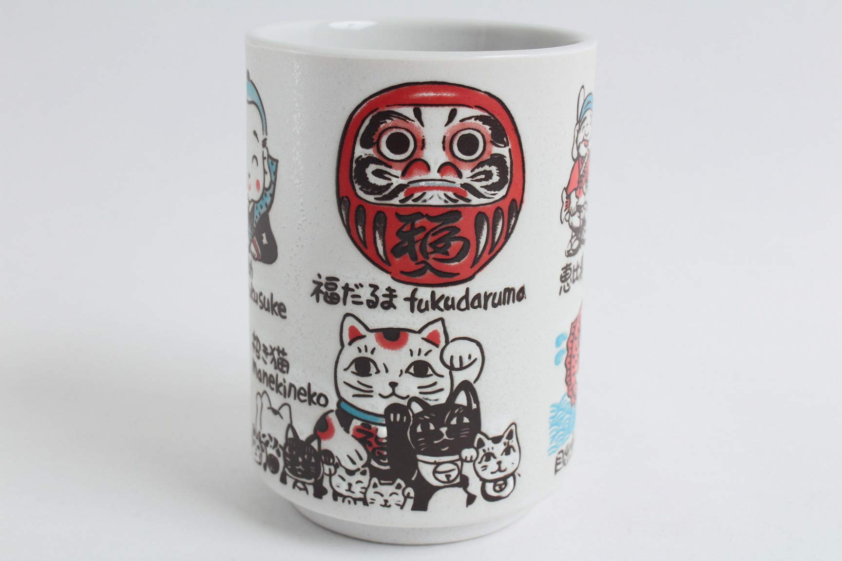 Mino ware Japanese Ceramics Sushi Yunomi Chawan Tea Cup Lots of Luck Daruma Manekineko made in Japan (Japan Import) YAY033