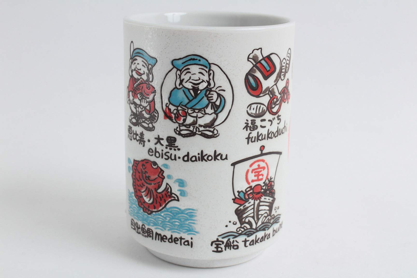 Mino ware Japanese Ceramics Sushi Yunomi Chawan Tea Cup Lots of Luck Daruma Manekineko made in Japan (Japan Import) YAY033