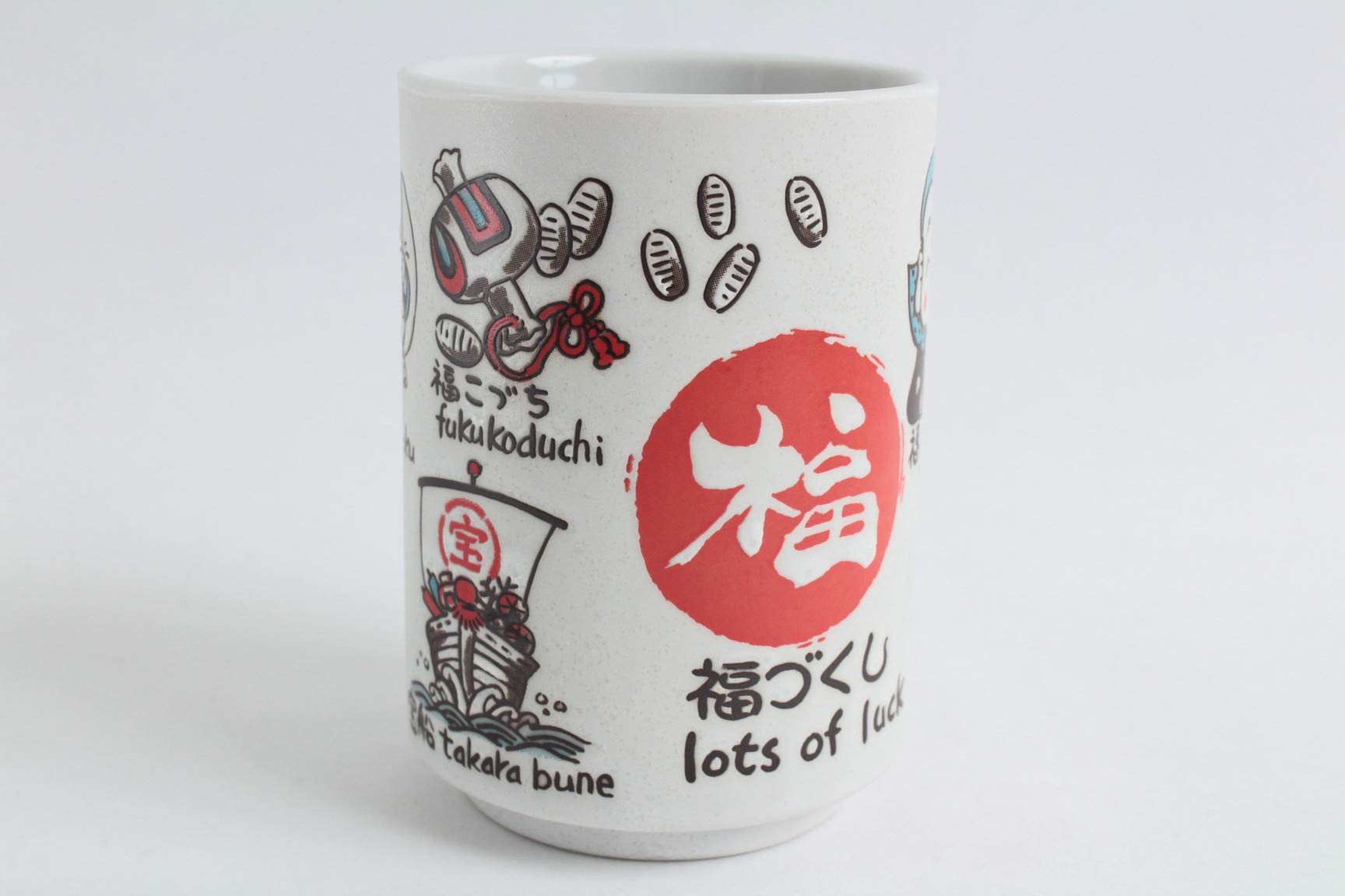 Mino ware Japanese Ceramics Sushi Yunomi Chawan Tea Cup Lots of Luck Daruma Manekineko made in Japan (Japan Import) YAY033