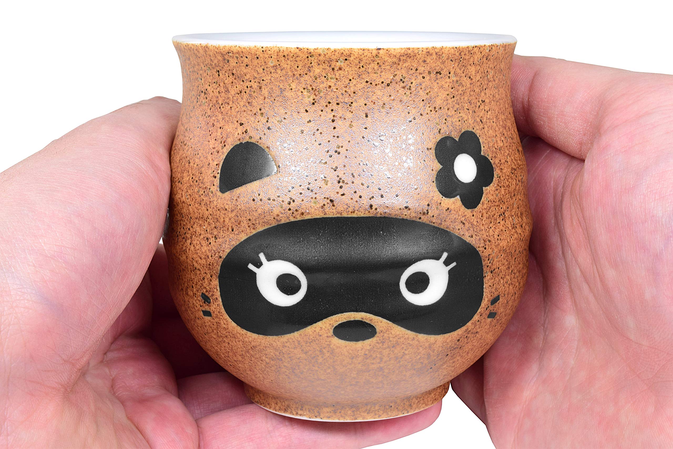 Mino Ware Traditional Japanese Yunomi Tea Cups, Boy & Girl Tanuki Japanese Racoon Dog Design for Green Tea, Matcha Tea