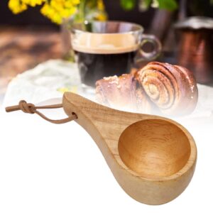 Kuksa Wooden Mug, 30ml Mini Wooden Hand Carved Cup Outdoor Drinking Cup Decorative Mug with Lanyard for Tea, Whisky