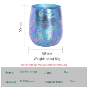 Boundless Voyage Colorful Titanium Double-layer Cup Anti-scalding Camping Picnic Water Cup Mug for Tea Wine Beer Fruit Juice Ti3084D(Blue)