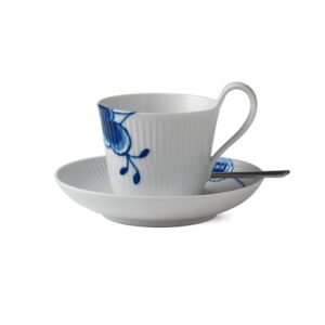 Blue Fluted Mega 8.5 oz. High Handle Cup and Saucer