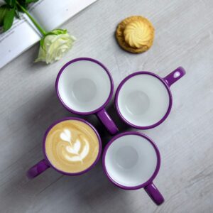 City to Cottage Handmade Purple and White Polka Dot Ceramic 10oz/300ml Hot Chocolate, Coffee, Tea Mug, Cup with Large Handle, Unique Designer Pottery for Tea Lovers