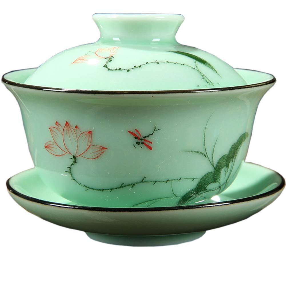 Mozentea Gaiwan Traditional Tea Cup Comprised of Cup, Saucer and Lid Sancai wan tea set teapot (1)