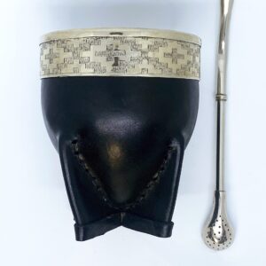 Generic, Premium Yerba Mate Gourd (Mate Cup) - Uruguayan Mate – IMPERIAL style Leather Wrapped - Includes Alpaca Bombilla (Straw) (Black, Leather)