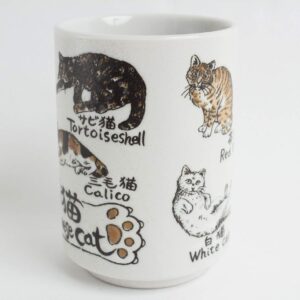 Mino ware Japanese Ceramics Sushi Yunomi Chawan Tea Cup Japanese Cat made in Japan (Japan Import) YAY080