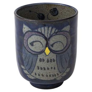 hasami ware 83972 hot water only (large), hand owl pattern, blue