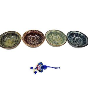 Handmade Japanese Cold Sake Sushi Wine Tea Cup,Kungfu Teacup, Set of 4 (Multi)