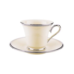 lenox solitaire teacup, cup, ivory/platinum