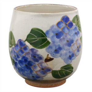 前謙 maeken teacup white 9.5 fl oz (280 ml), kyoto ware kiyomizu ware shunyama kiln teacup hydrangea