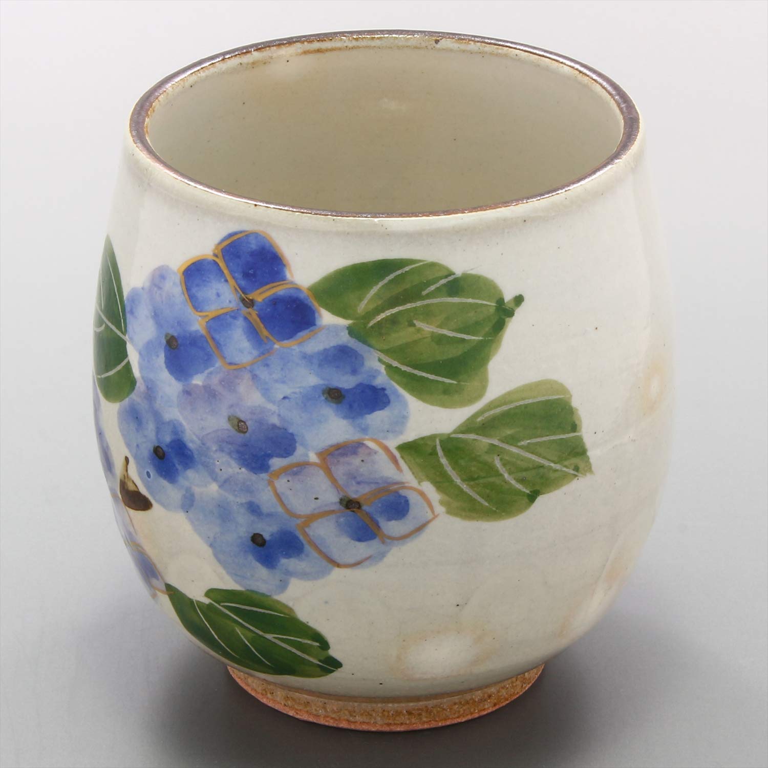 前謙 Maeken Teacup White 9.5 fl oz (280 ml), Kyoto Ware Kiyomizu Ware Shunyama Kiln Teacup Hydrangea