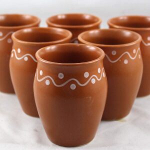 Odishabazaar Ceramic Kulhar Cups Traditional Indian Chai Tea Cup Set of 6